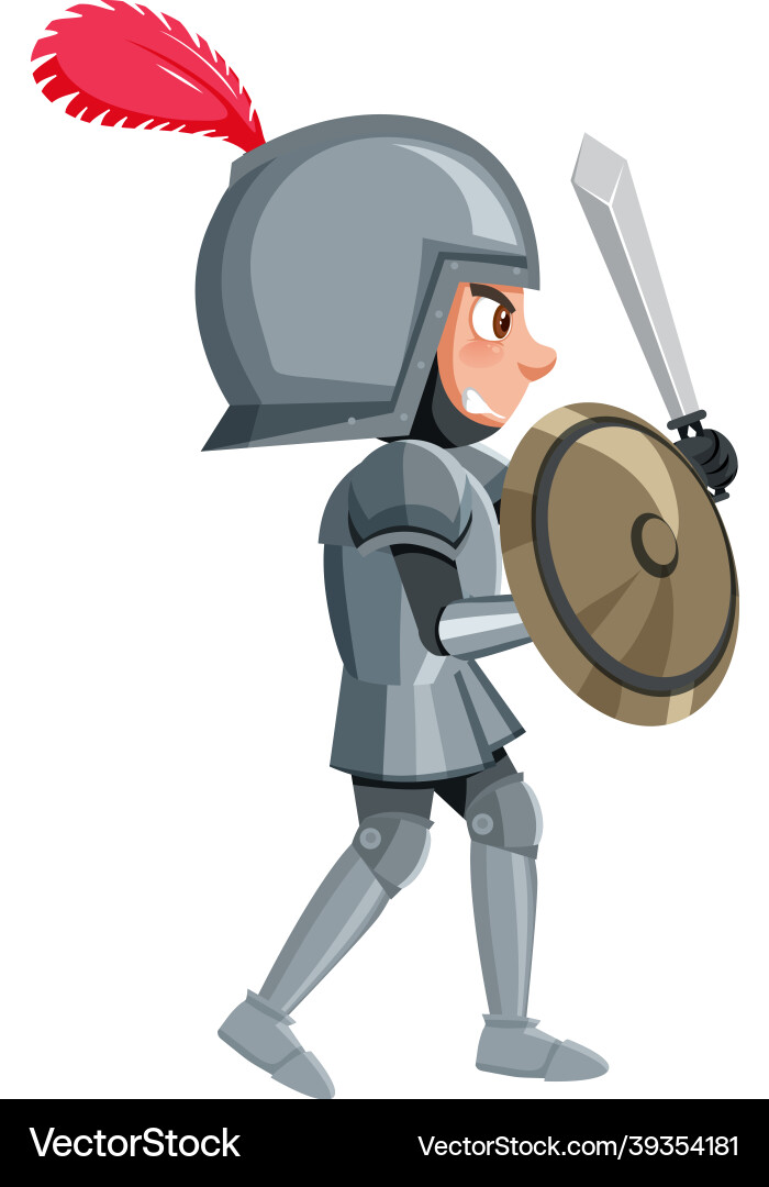 Knight cartoon character on white background Vector Image