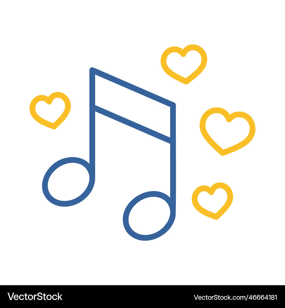 Musical note with heart sign isolated icon Vector Image