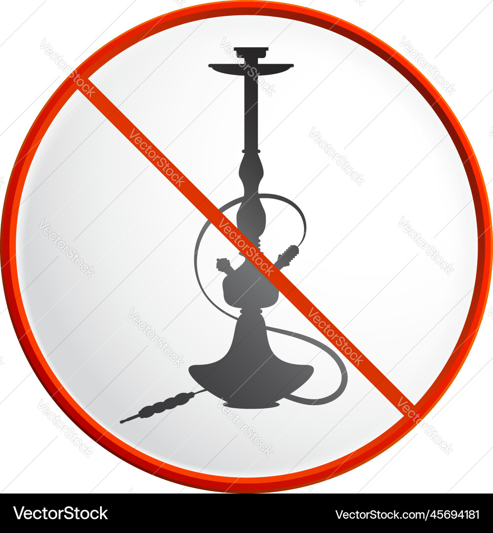 No hookah smoking sign in red circle Royalty Free Vector