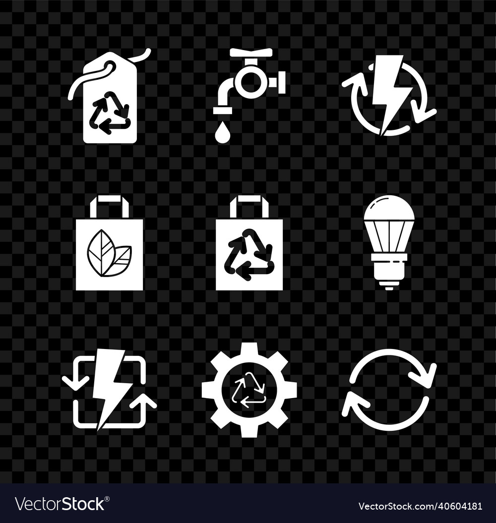 Set tag with recycle symbol water tap recharging Vector Image