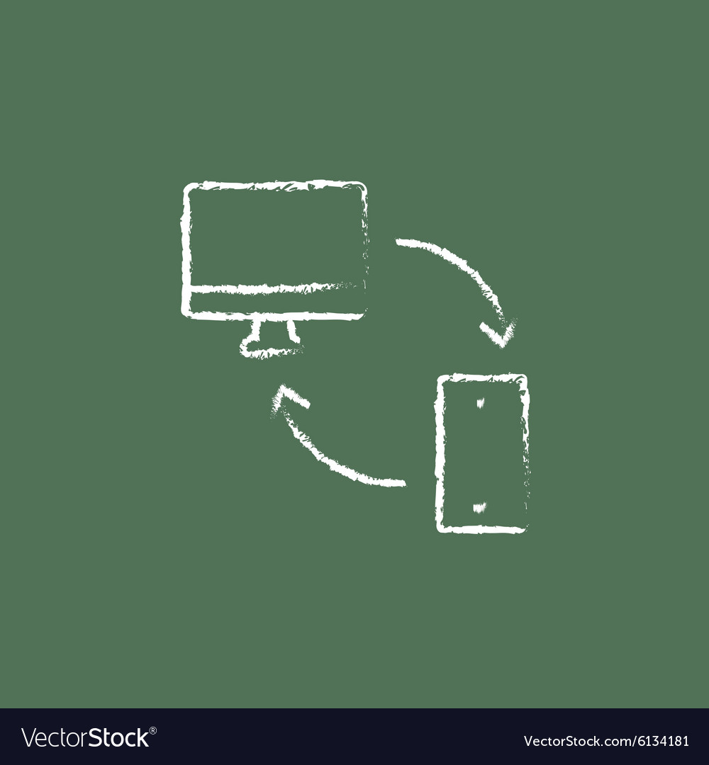 Synchronization Computer With Mobile Device Icon Vector Image
