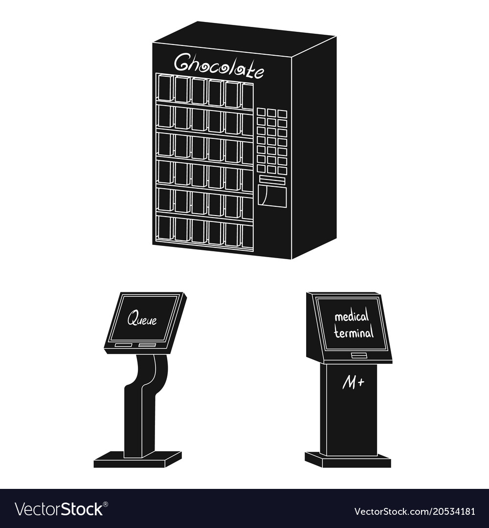 Variety of terminals black icons in set collection