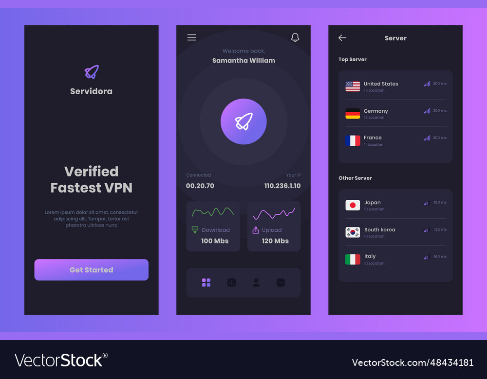 Vpn ui design template Royalty Free Vector Image Vpn ui design template Royalty Free Vector Image
