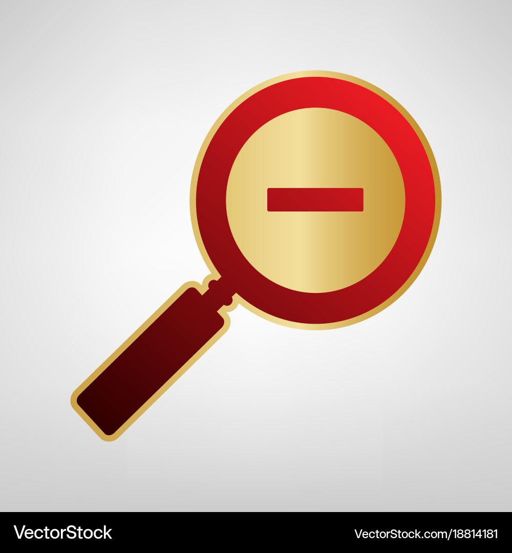 Zoom sign red icon on gold Royalty Free Vector Image