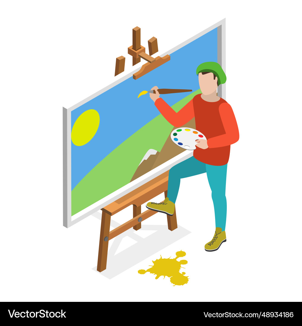 3d isometric flat of art Royalty Free Vector Image