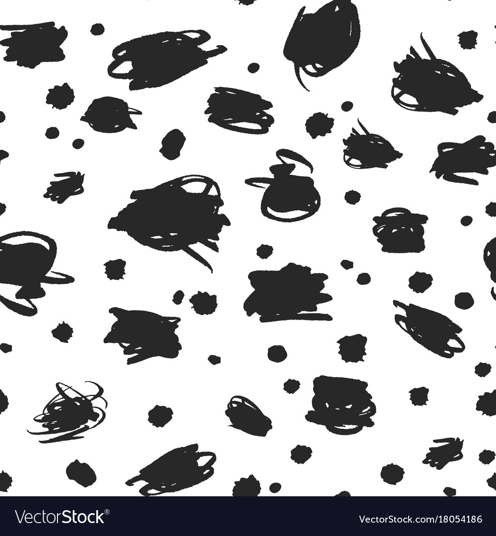 Abstract ink scribbles and spots pattern Vector Image
