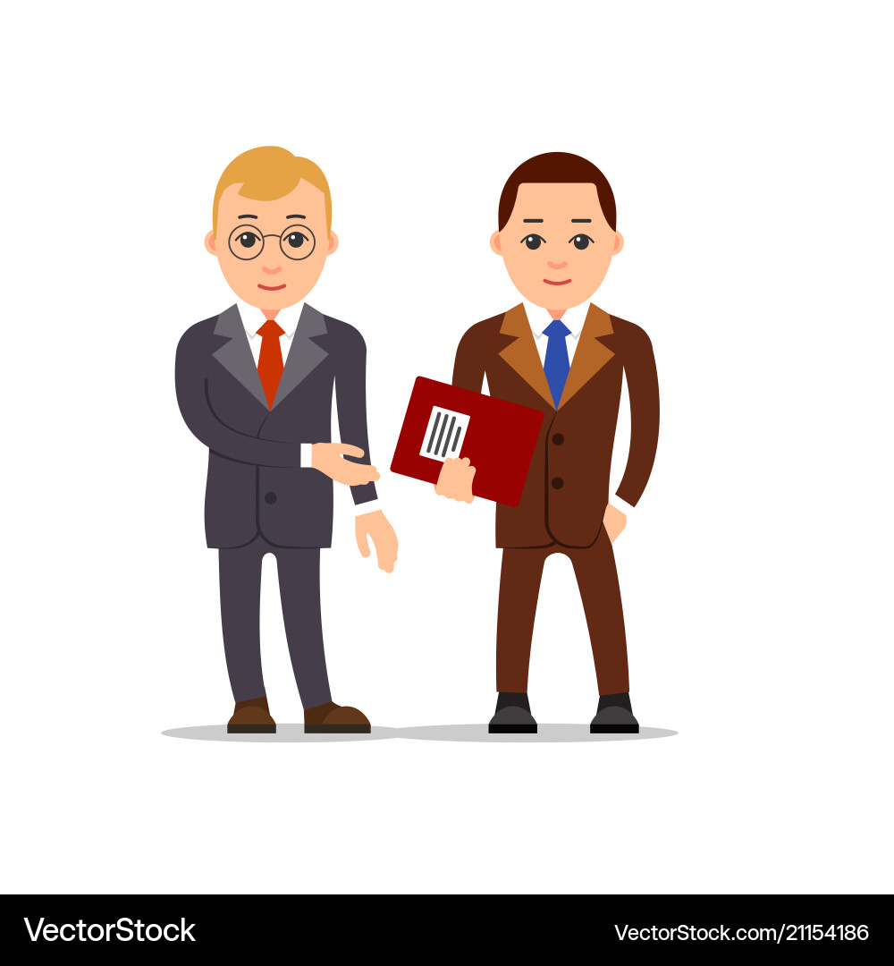 Business man the boss presents his assistant Vector Image