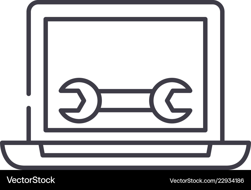 Computer service line icon concept Royalty Free Vector Image