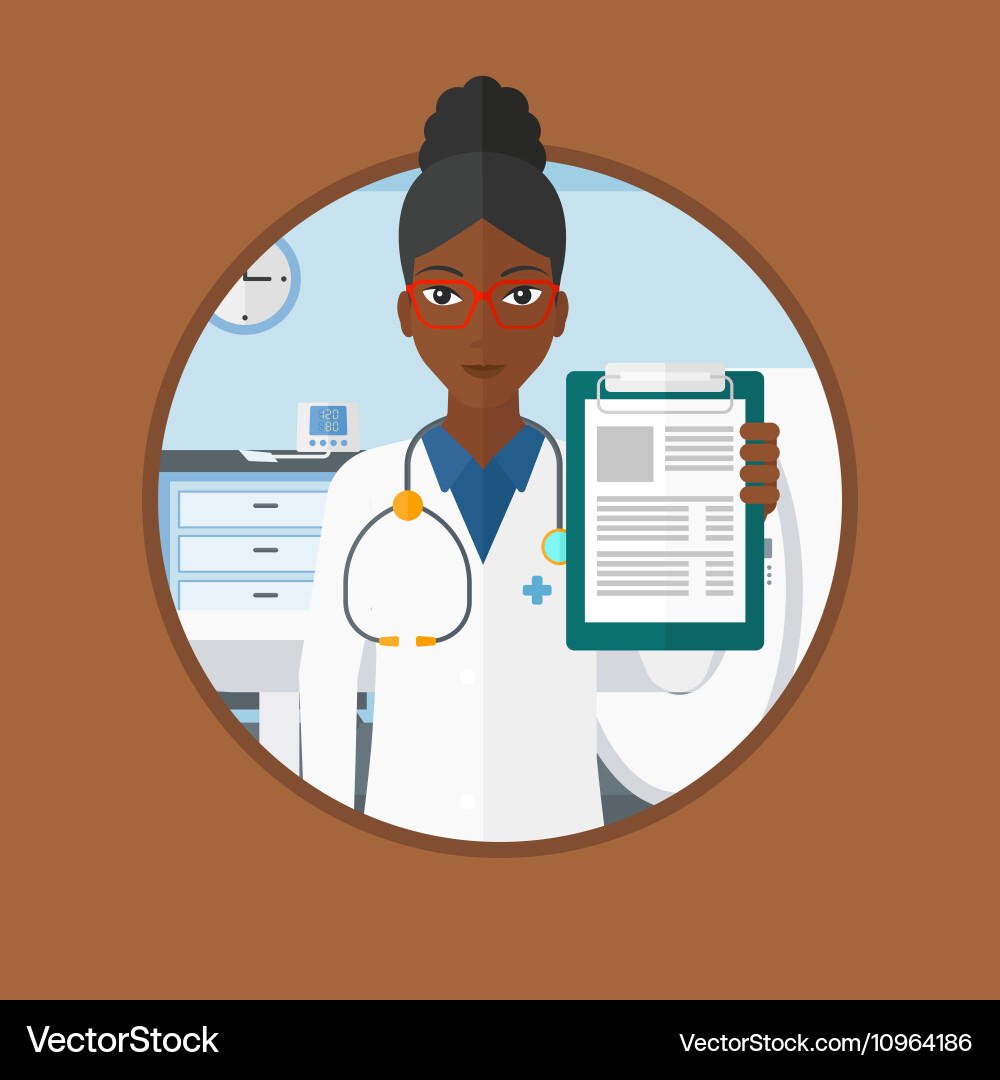 Doctor with clipboard and mri machine Royalty Free Vector