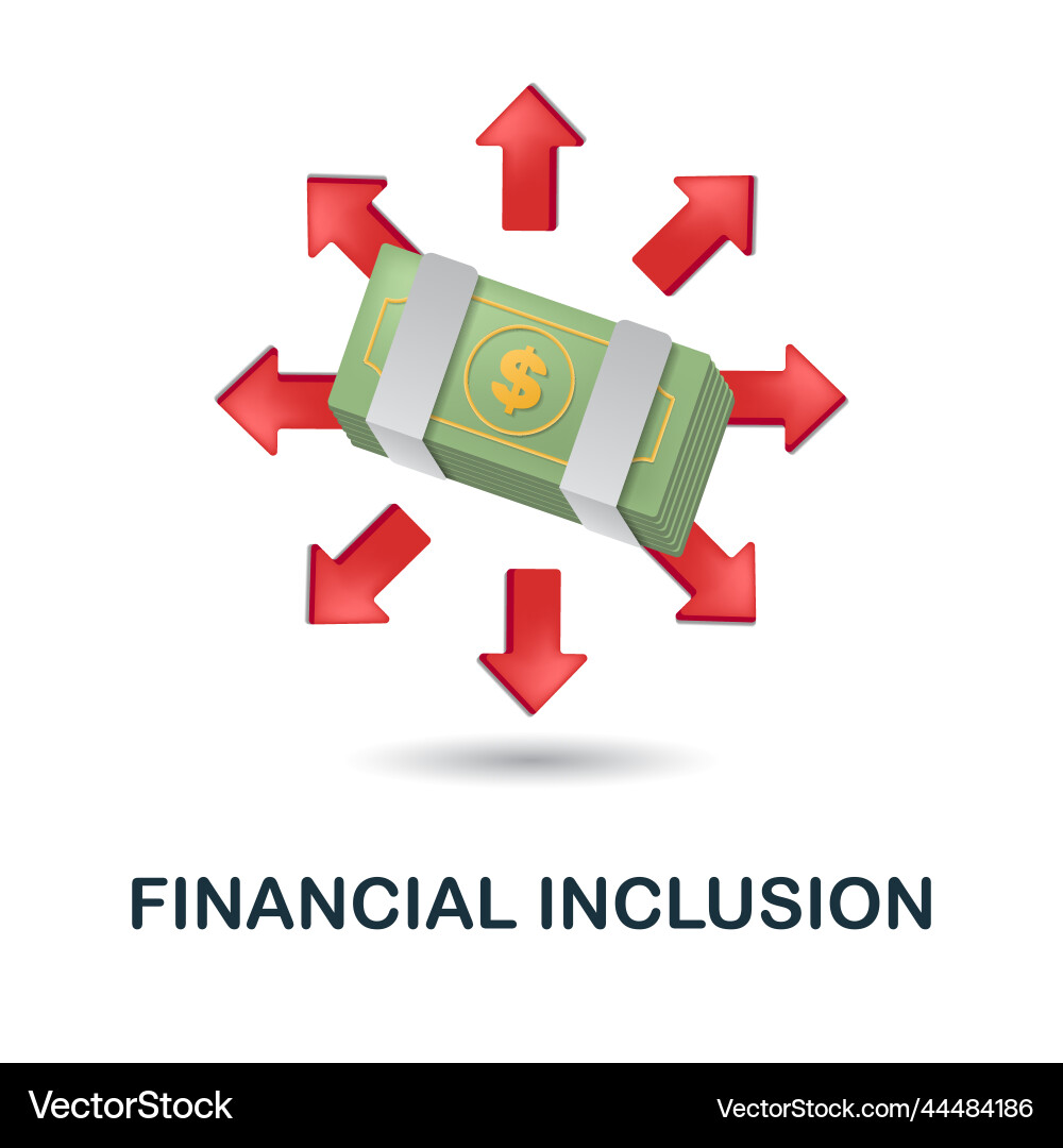 Financial inclusion icon 3d from fintech Vector Image