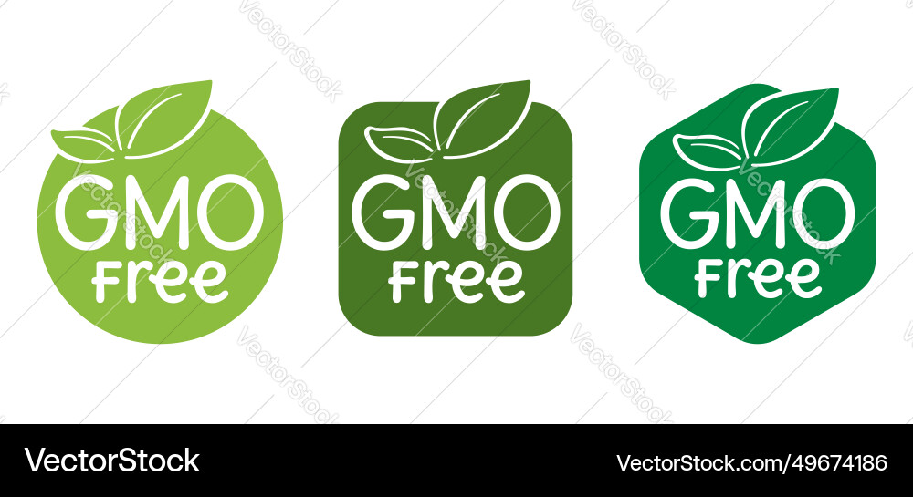 Gmo free - eco label with leaves Royalty Free Vector Image