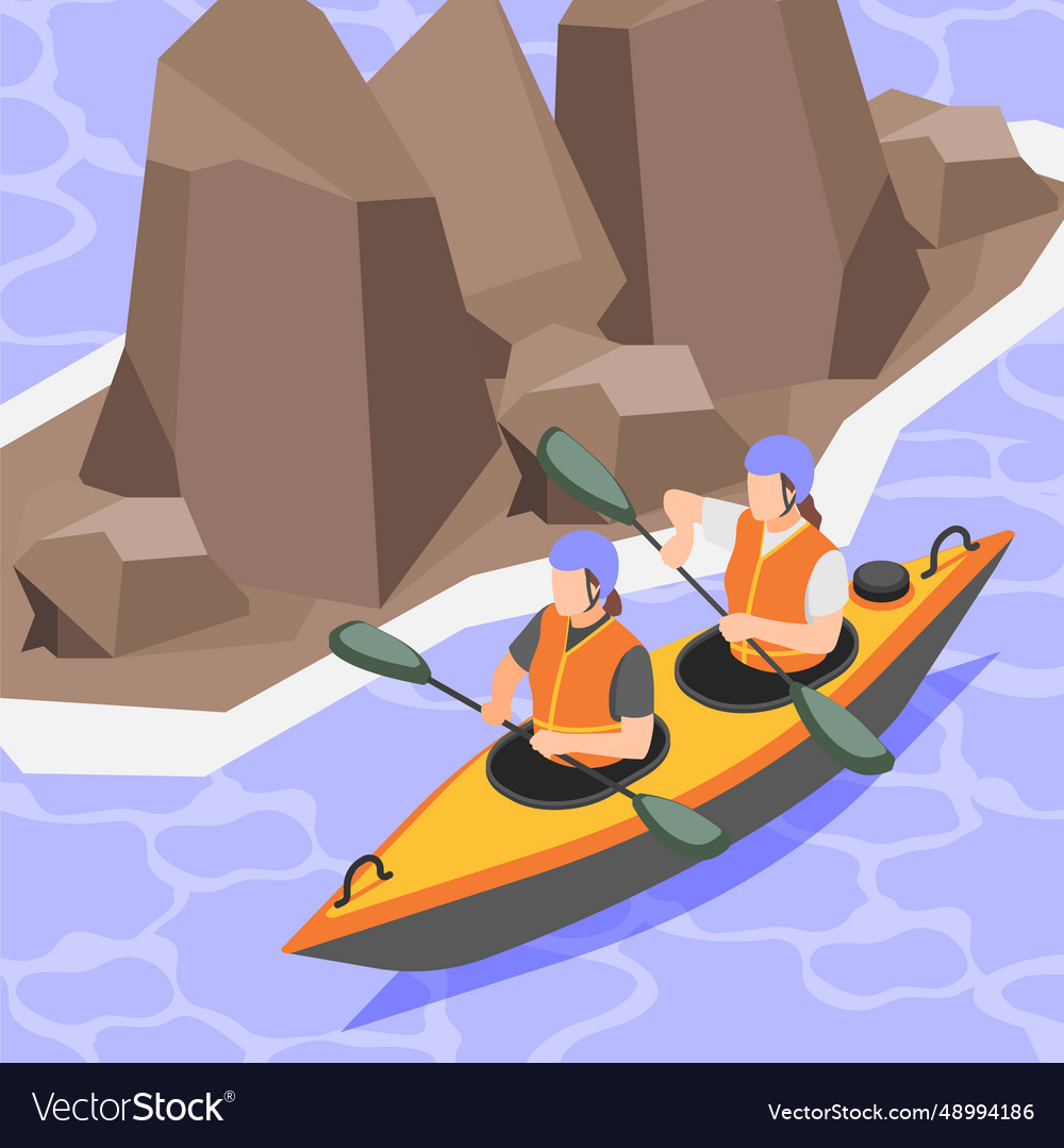 Rafting isometric composition Royalty Free Vector Image