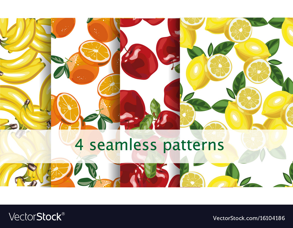 Seamless fruit pattern set repeating Royalty Free Vector