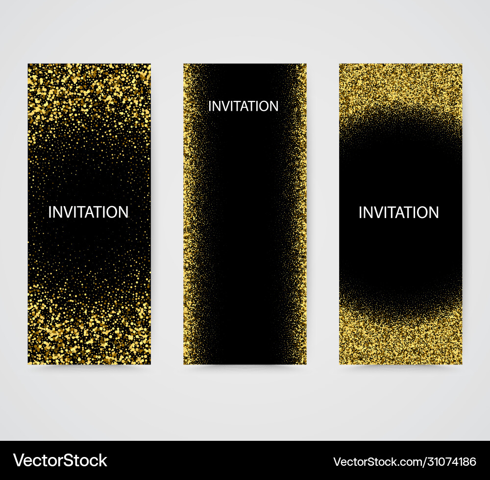 Set black and gold banners greeting card Vector Image