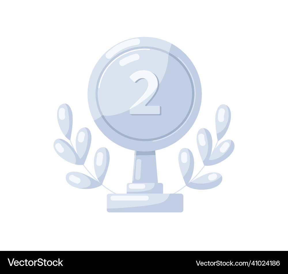 Silver medal stand with number two 2 award Vector Image