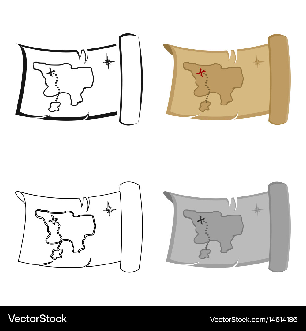 Treasure map icon cartoon singe western icon from Vector Image