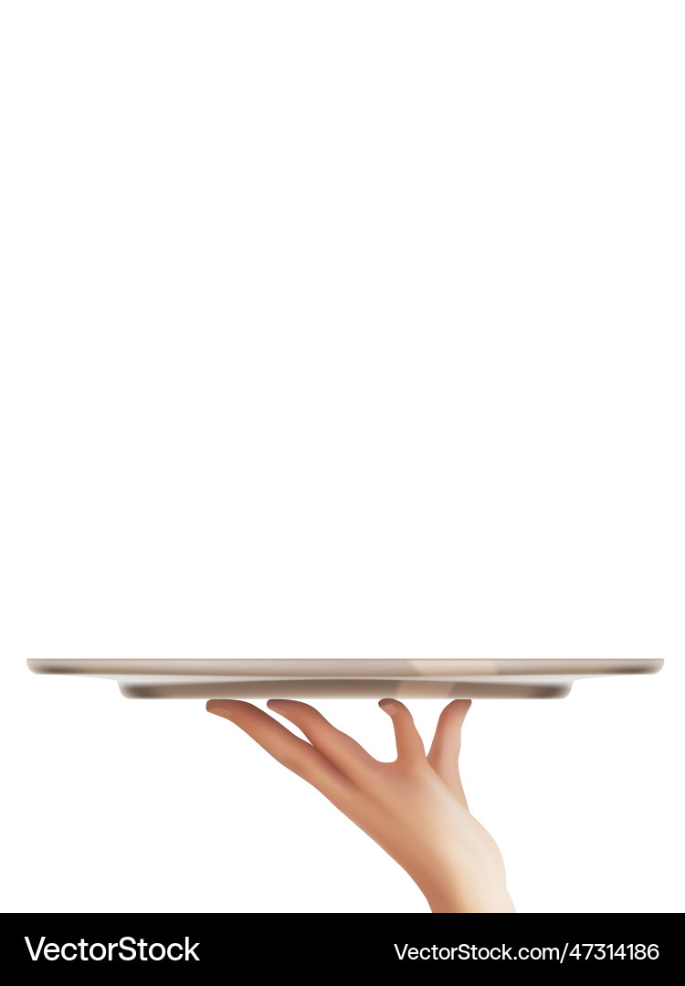 Waiter tray platter holding by womans hand Vector Image