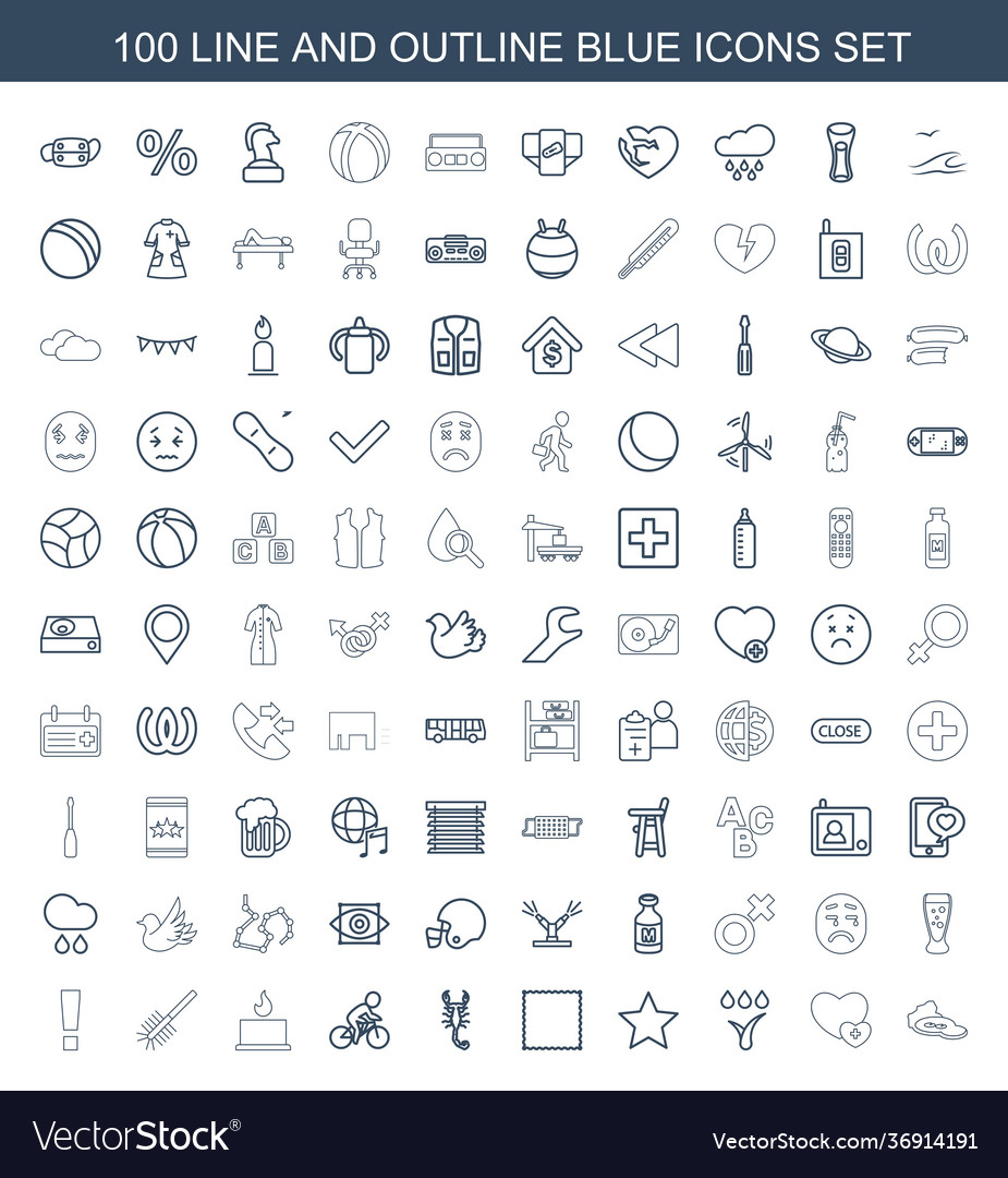 100 blue icons Royalty Free Vector Image - VectorStock