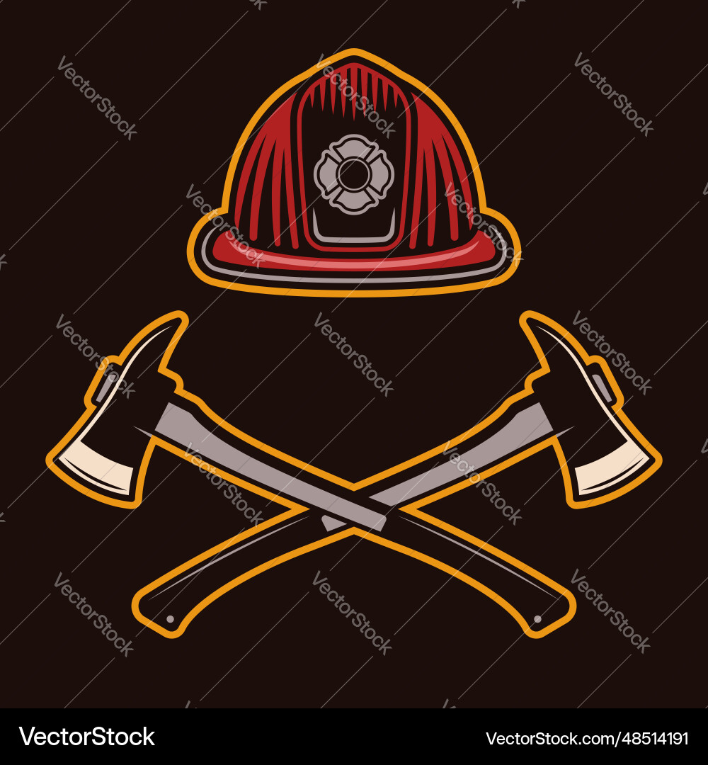 Firefighter helmet and two crossed axes Royalty Free Vector
