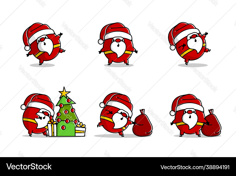 Flat santa logo in line art style Royalty Free Vector Image