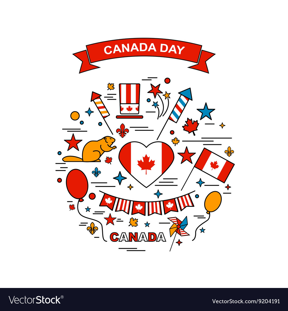 Happy canada day elements set Royalty Free Vector Image