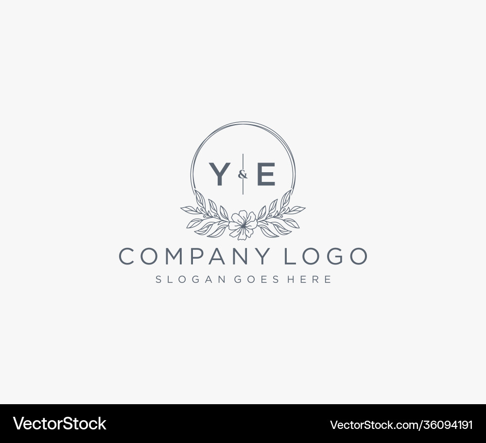 Initial ye letters floral frames unique Royalty Free Vector