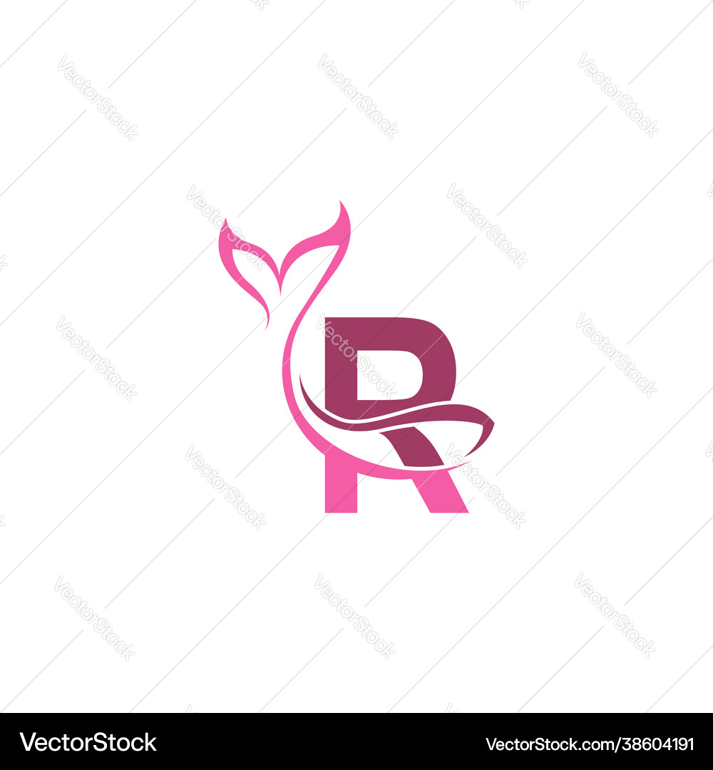 Letter r with mermaid tail icon logo design Vector Image