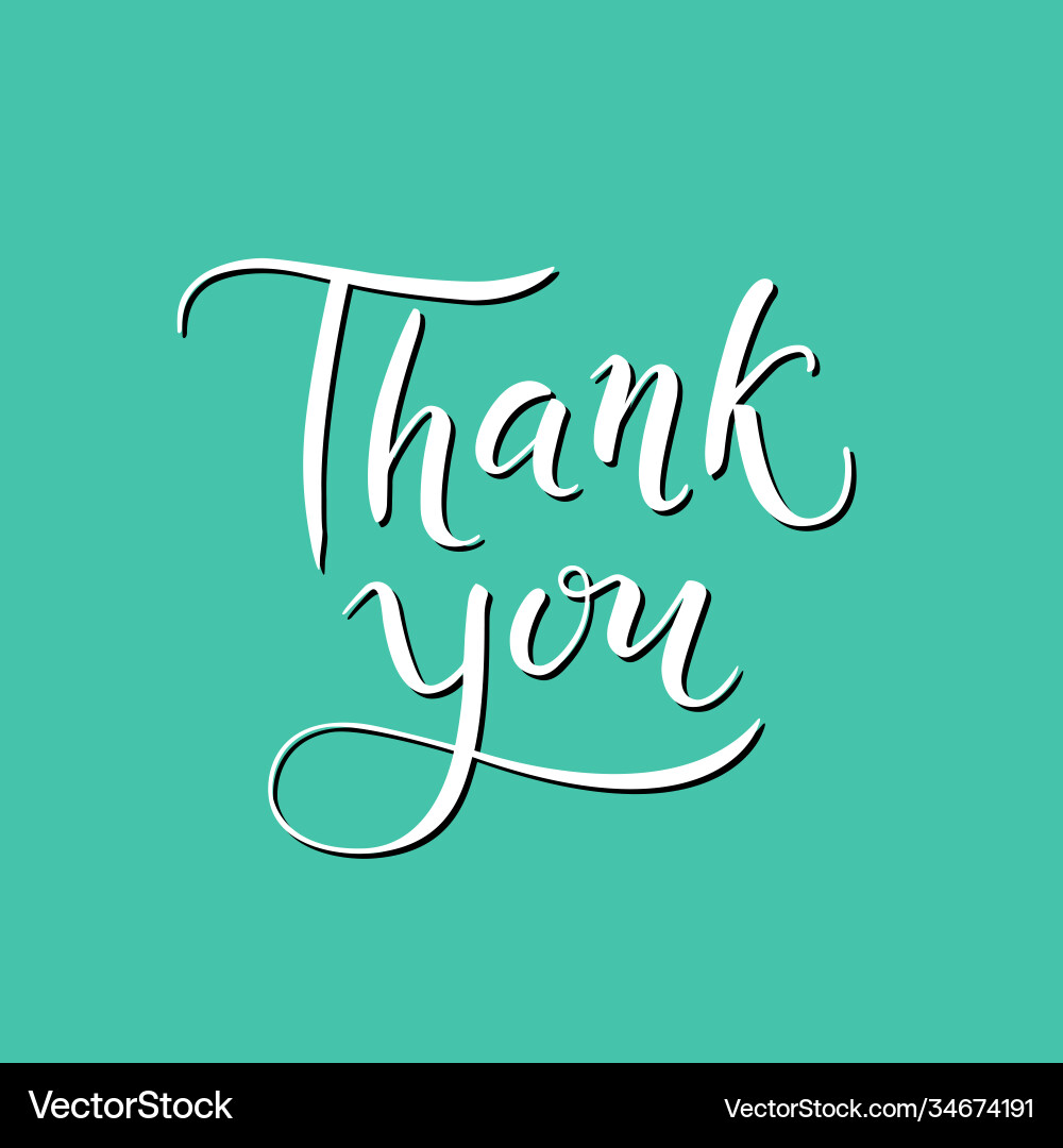 Lettering thank you drawn art text Royalty Free Vector Image