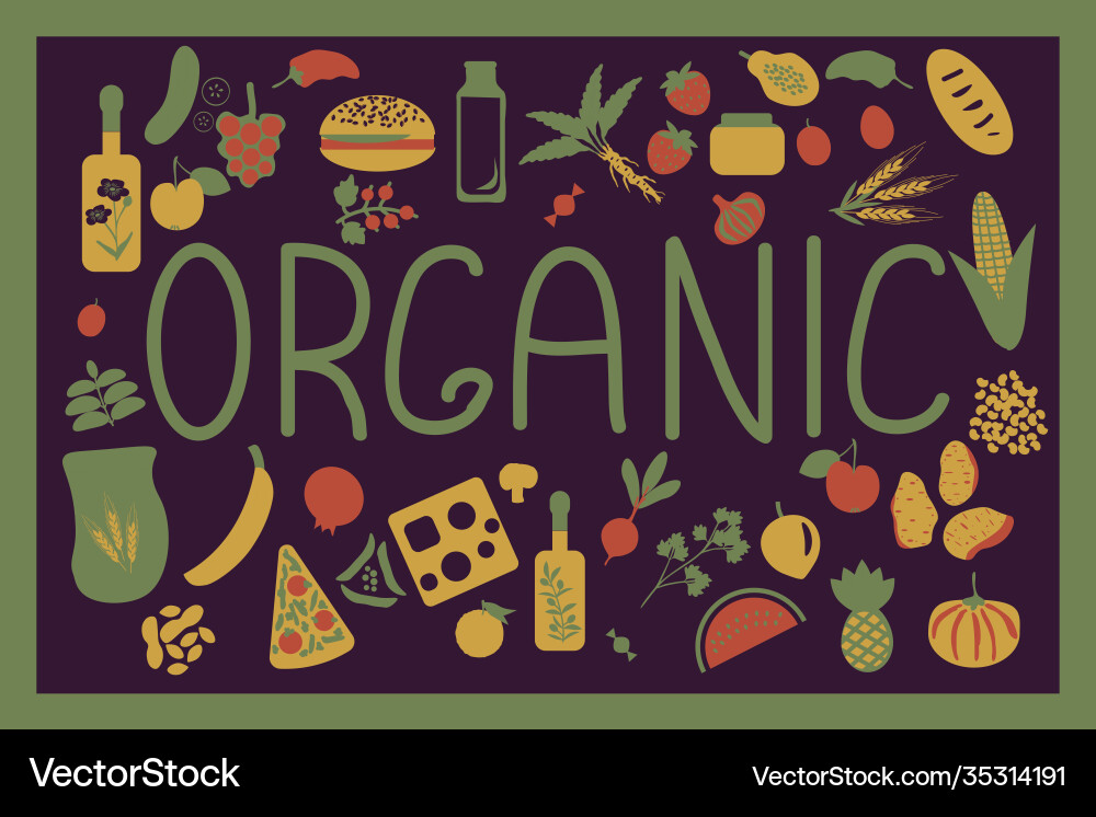 Organic food label Royalty Free Vector Image - VectorStock