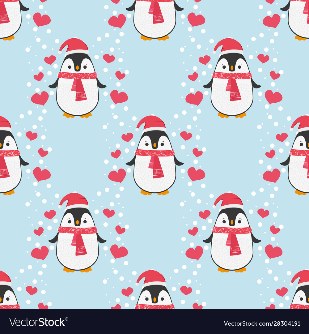 Penguin seamless pattern background cute Vector Image
