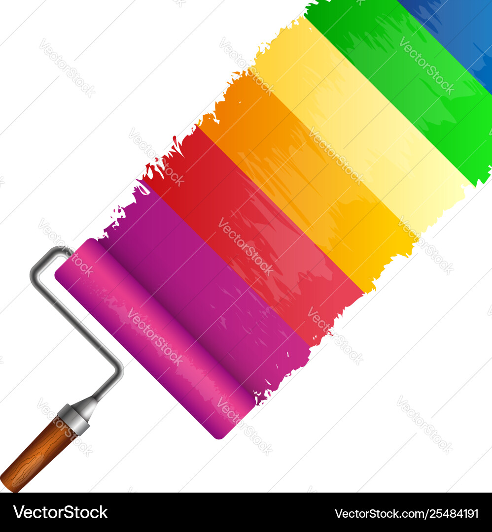 Roller for painting with a colorful track Vector Image