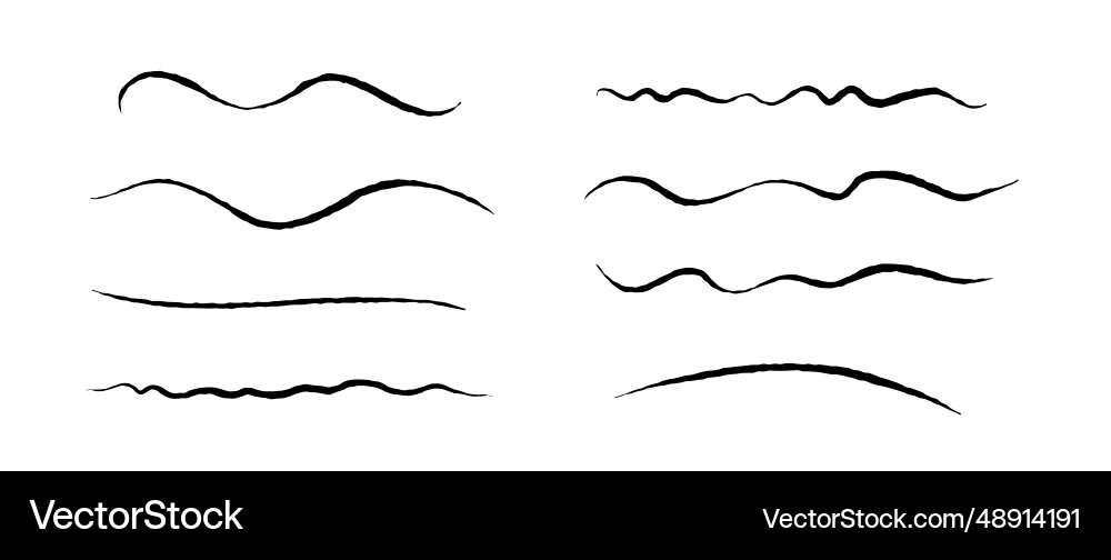 Rough jagged lines set grunge wavy brush strokes Vector Image