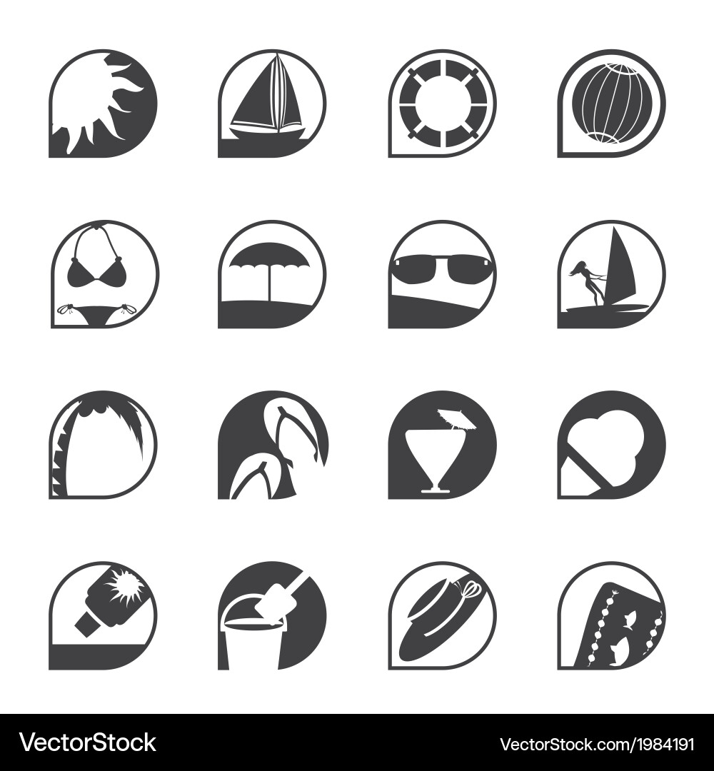 Simple summer and holiday icons Royalty Free Vector Image