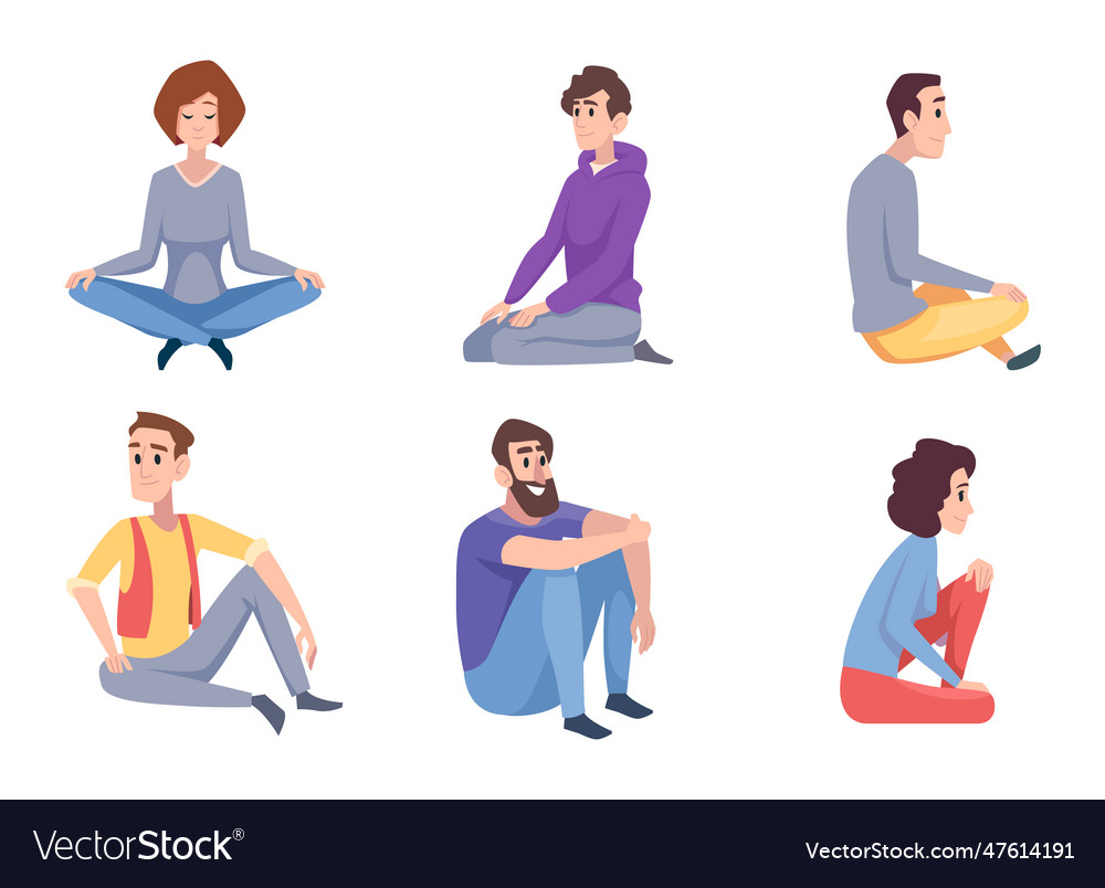 Sitting Knees People Male And Female Sitting On Vector Image