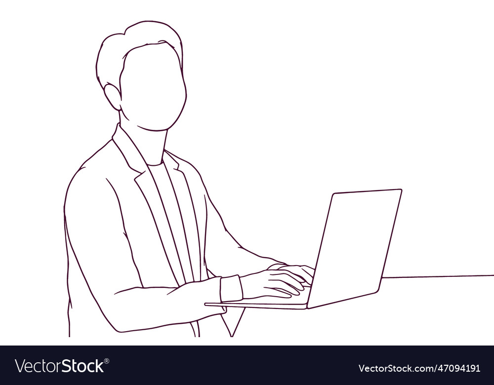 Successful businessman with a laptop in a hand Vector Image