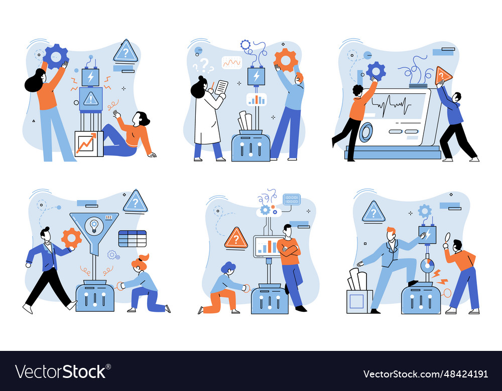 Team solving complex problems teamwork Royalty Free Vector