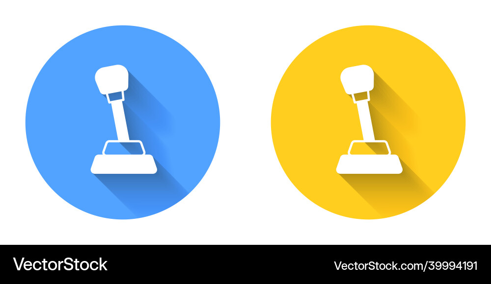 White gear shifter icon isolated with long shadow Vector Image