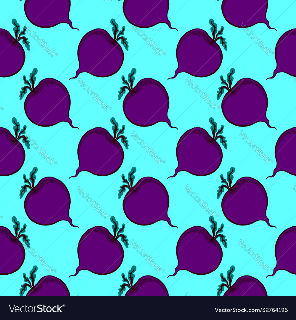 Beets pattern seamless on blue background Vector Image