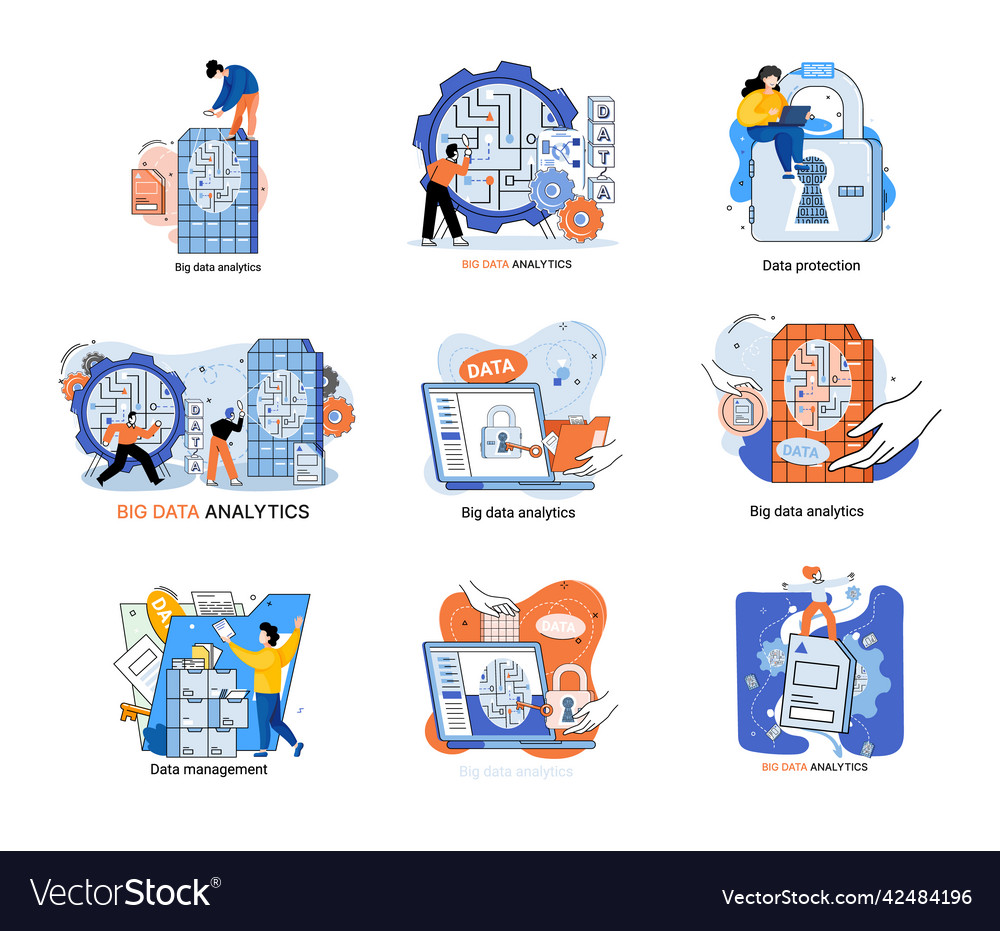 Big data analytics platform management Royalty Free Vector