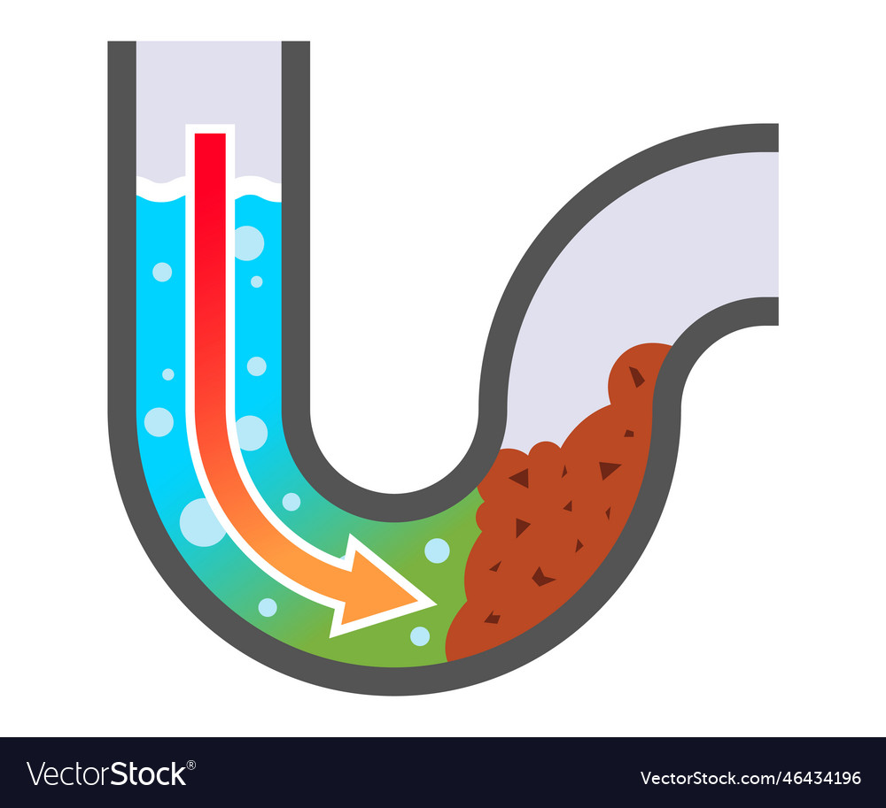 Blockage in the pipe and arrow filled Royalty Free Vector