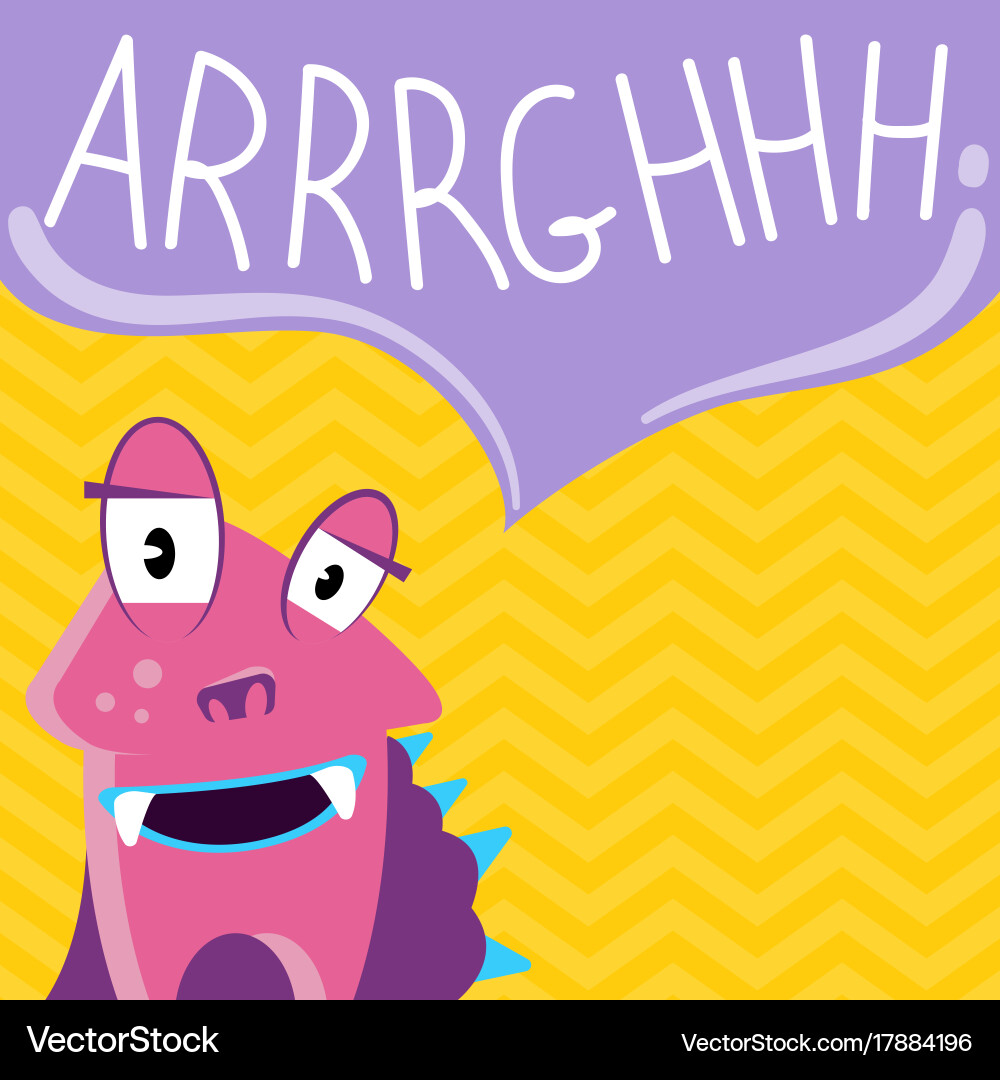 Cute cartoon screaming monster with speech Vector Image