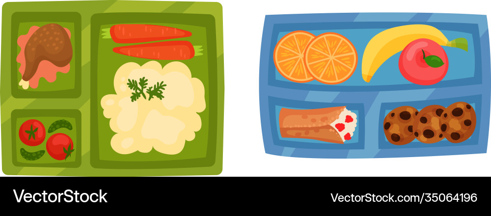Food tray with sections filled with snack Vector Image
