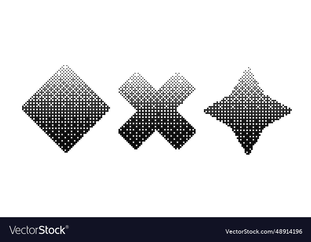 Geometric shapes bitmap set dither gradient forms Vector Image