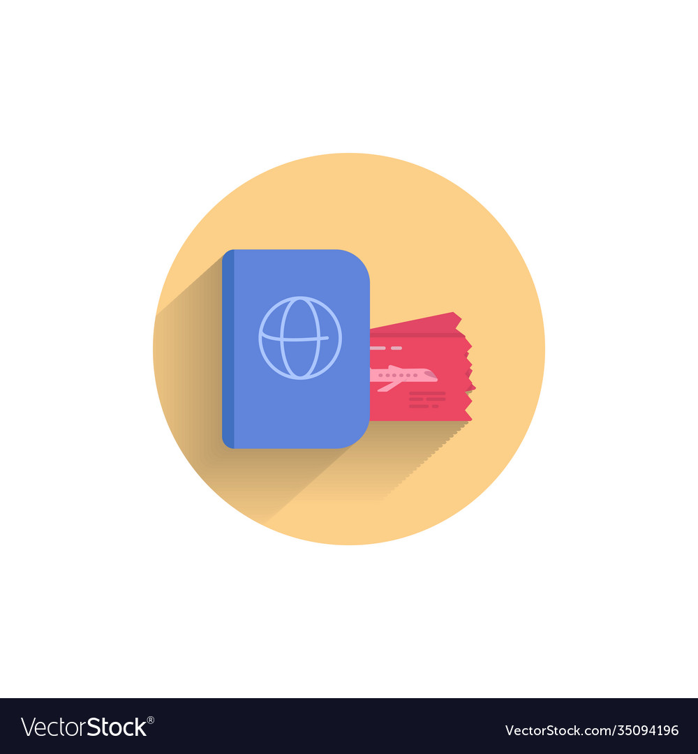 Passport And Boarding Pass Ticket Colorful Flat Vector Image