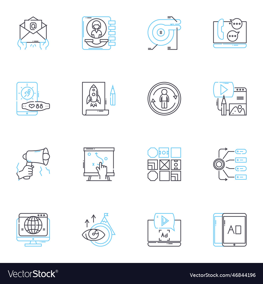 Search engine visitors linear icons set queries Vector Image