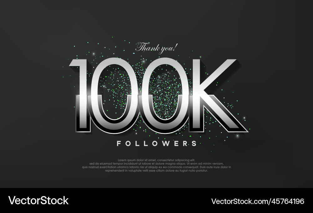 Silver metallic thank you so much for 100k Vector Image