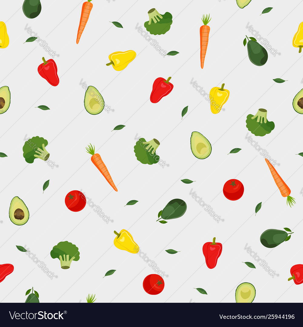 Vegetables seamless pattern on white background Vector Image