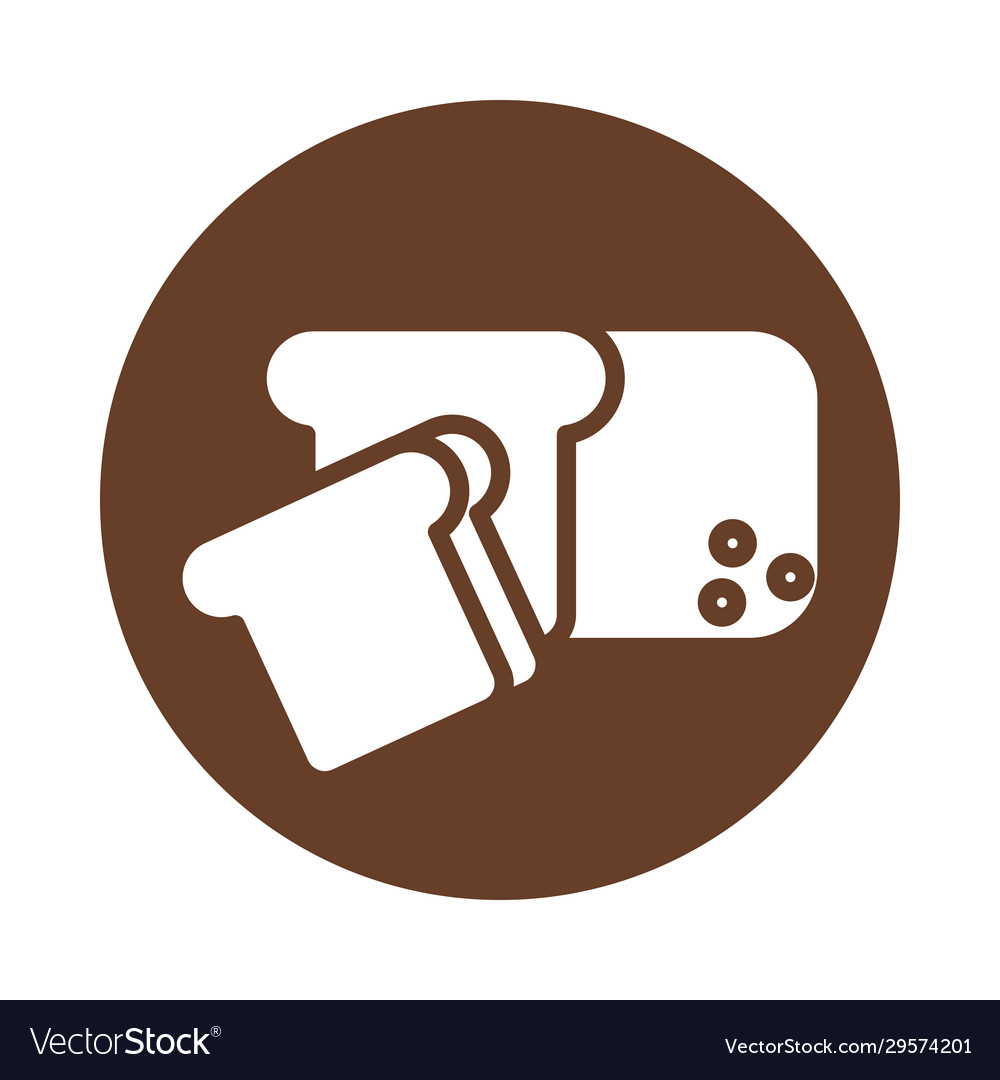 Bread slice block style icon Royalty Free Vector Image