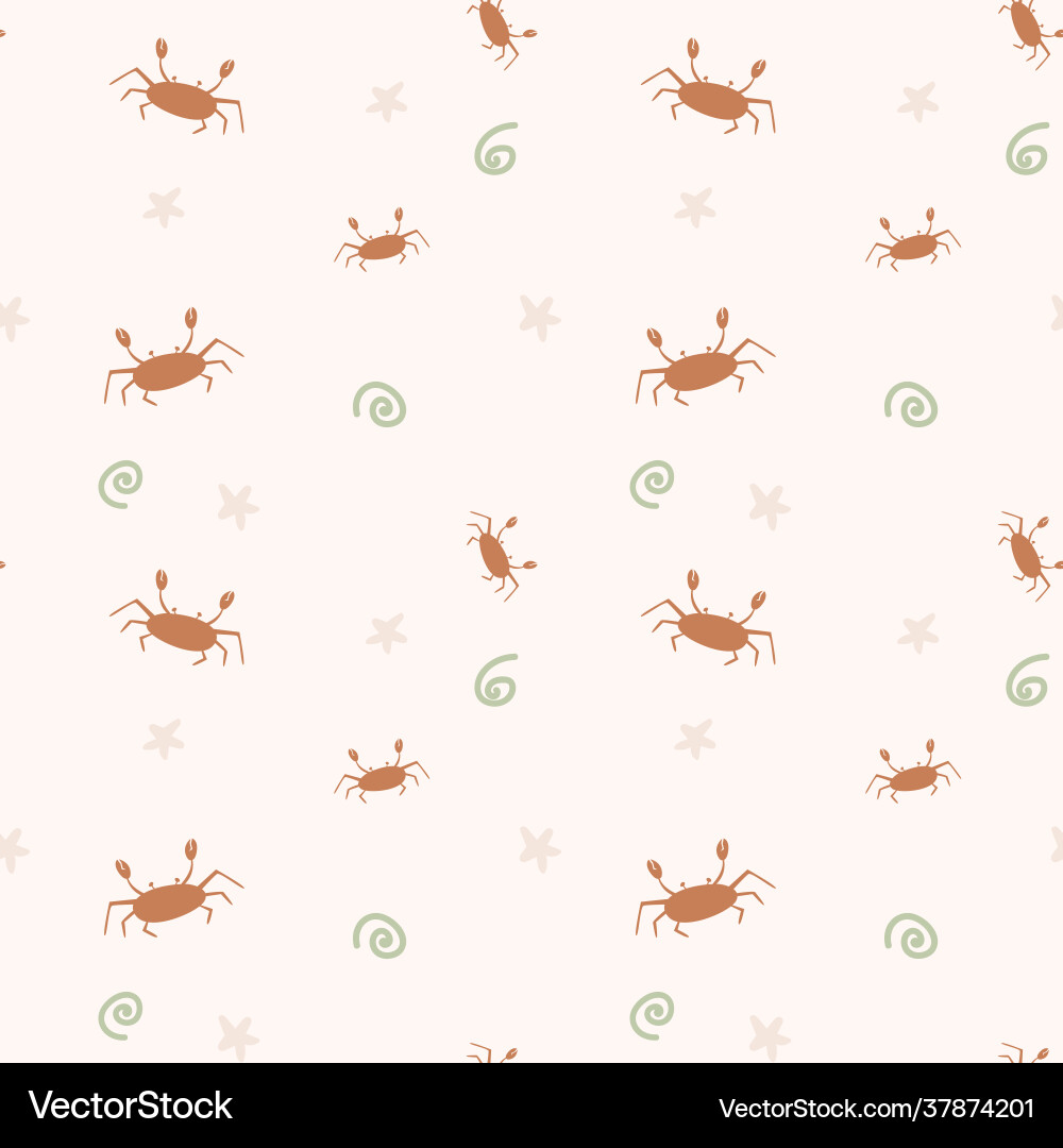 Children sea pattern with crabs and stars Vector Image