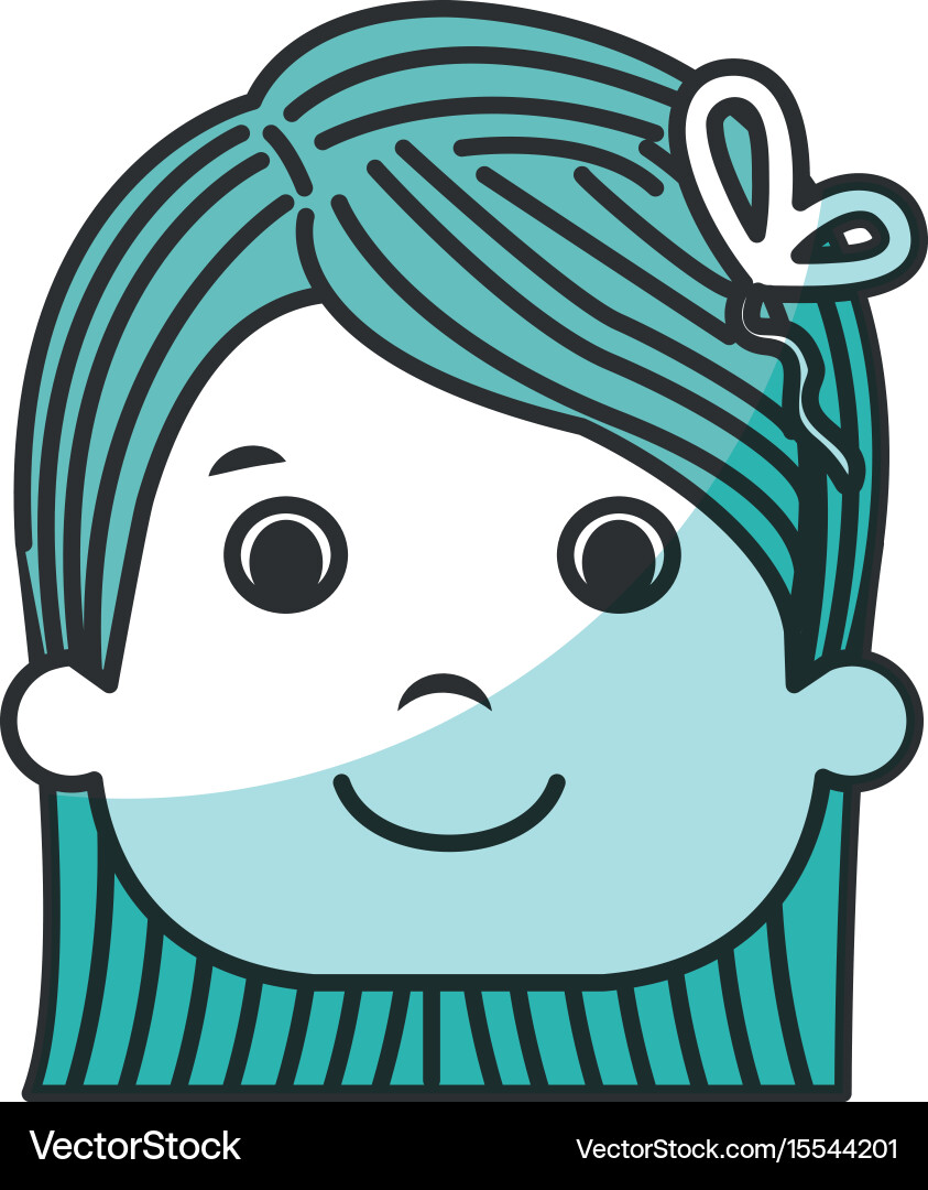 Cute little girl head character Royalty Free Vector Image